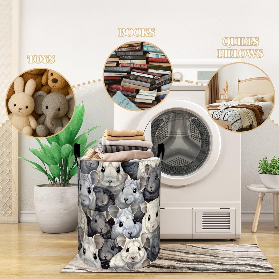 Cute Chinchilla Laundry Basket, Dorm Nursery Foldable Laundry Hamper ...