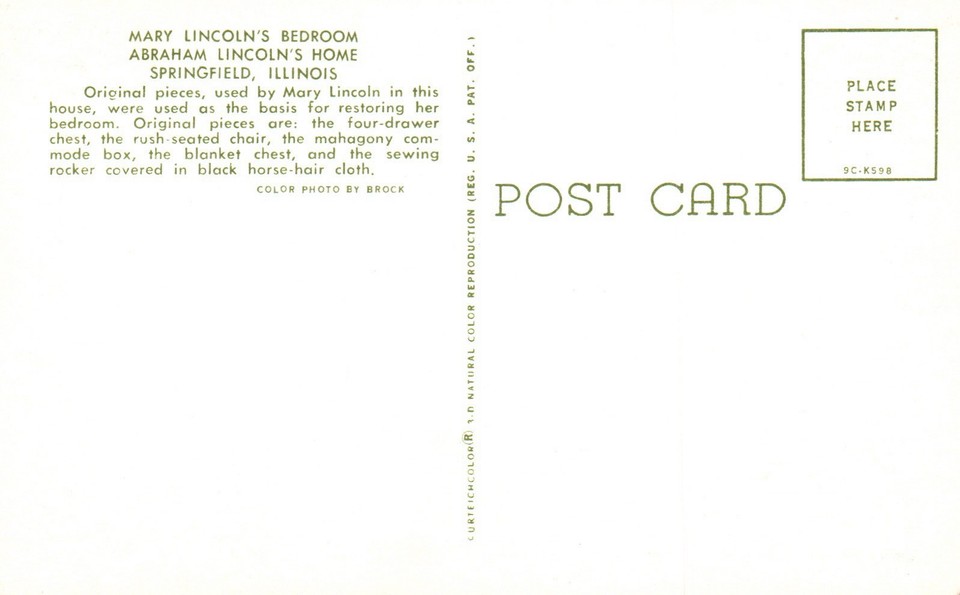 Postcard IL Springfield Mary Lincoln Bedroom Chrome Vintage PC L9486 | eBay