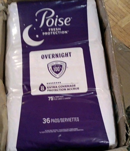 Poise Overnight Incontinence Pads for Women, 8 Drop Extra Coverage ...