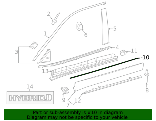 2020-2021 Highlander Genuine Toyota Pad Frt Door O/S Molding Uper 75793 ...