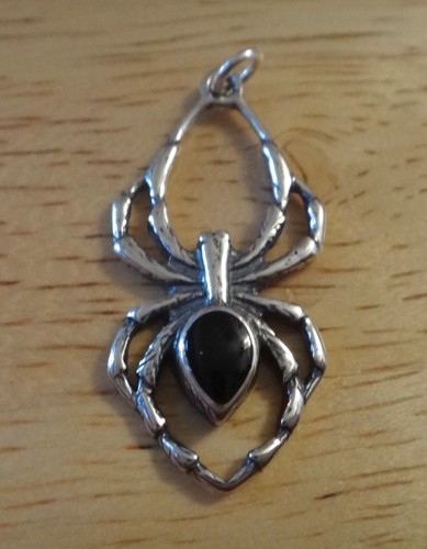 Sterling Silver 34x17mm 3 gram Halloween Black Enamel Spider Charm | eBay