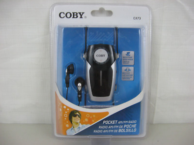 Coby CX73 Pocket AM/FM Radio with Earphones (Black) New & Factory ...