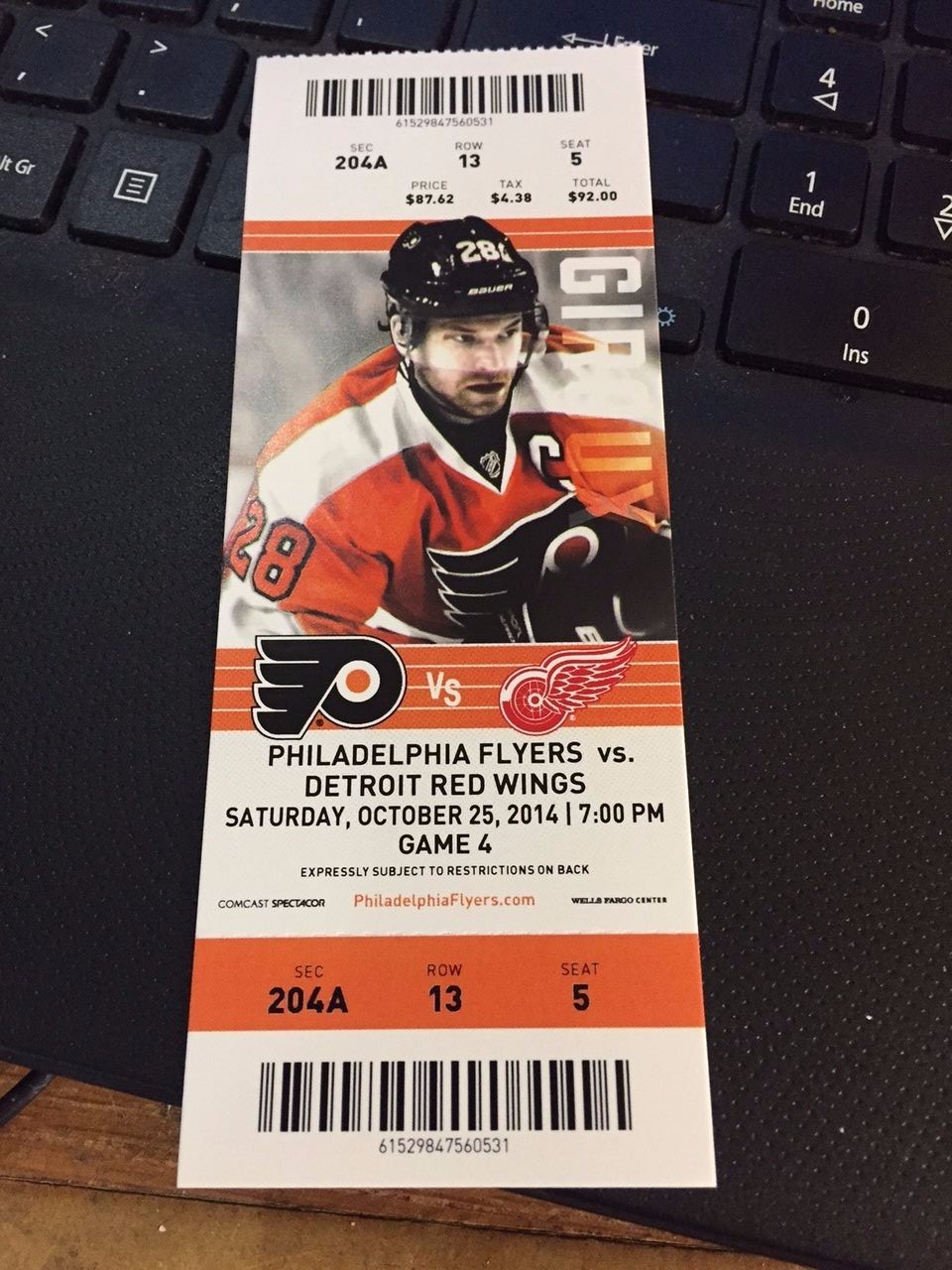 2014 PHILADELPHIA FLYERS RED WINGS TICKET STUB 10/25 SHAYNE ...