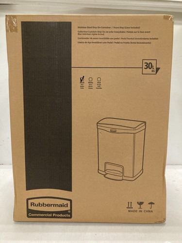 Rubbermaid Trash Can Slim JIm Stainless Steel Step Can, 8 Gal 1901985 ...