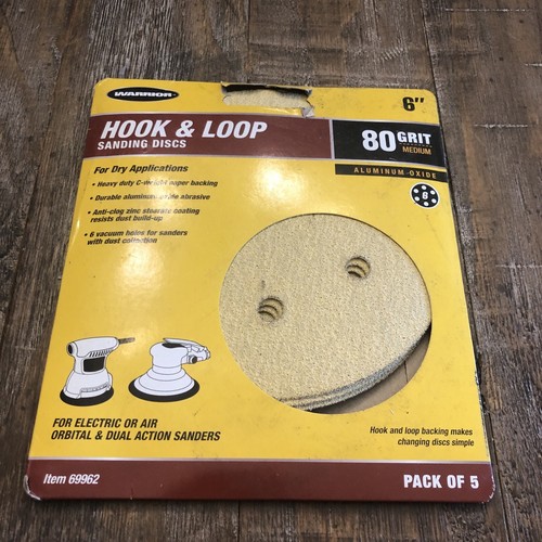 Warrior Hook & Loop Sanding Disc 6" 80 Grit Pack Of Five | eBay