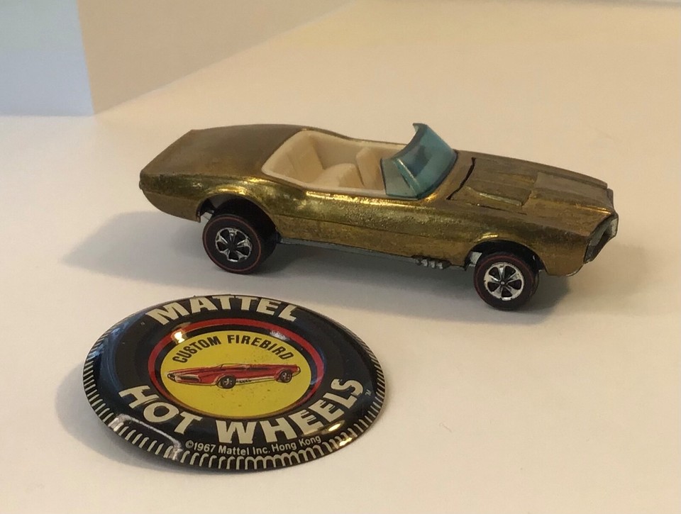 Hot Wheels Redline Gold Custom Firebird with White Interior HK plus Button | eBay