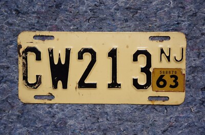 1963 New Jersey MOTORCYCLE License Plate | eBay