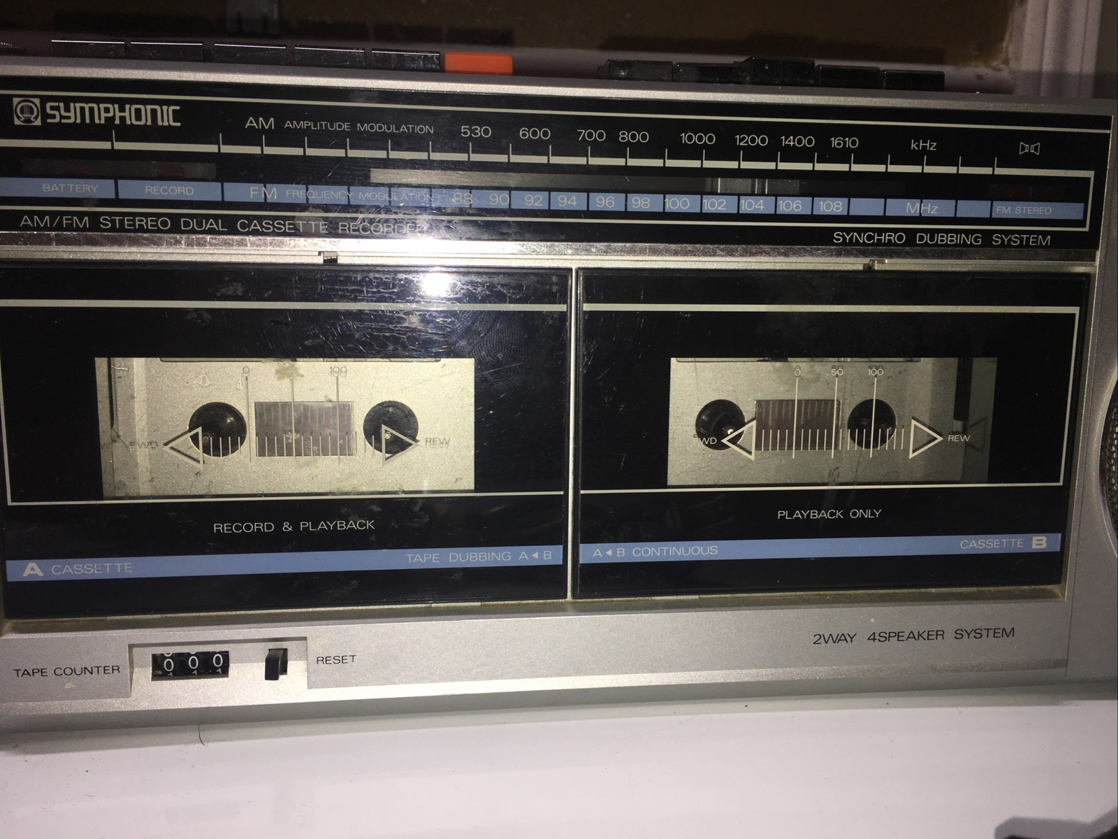 Vintage Symphonic Stereo Radio Dual Cassette Recorder AM/FM Boombox ...