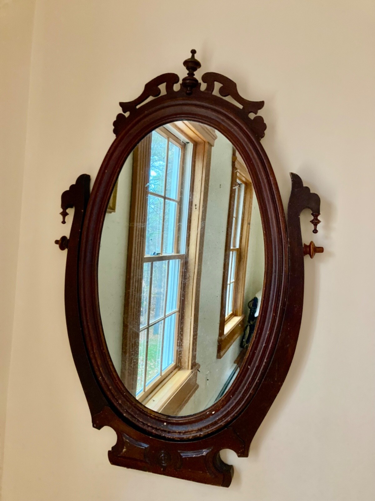 Antique 19th C. Victorian Oval Wall Hall Foyer Mirror Wooden | eBay