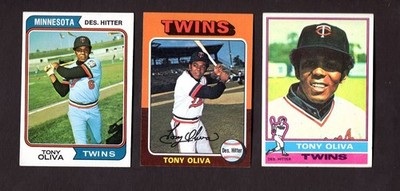 Tony Oliva 3 Topps cards 1974 1975 1976 Minnesota Twins SHIPPING IS ...