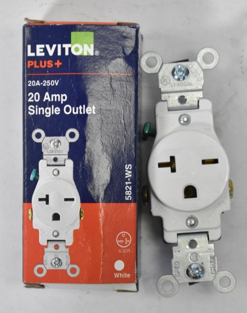 Leviton Plus+ 20 Amp Single Outlet 20A-250V Receptacle Electrical Log ...