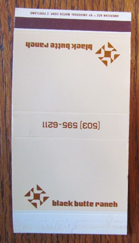 AMERICAN ACE MATCHBOX COVER: BLACK BUTTE RANCH PORTLAND, OREGON ...