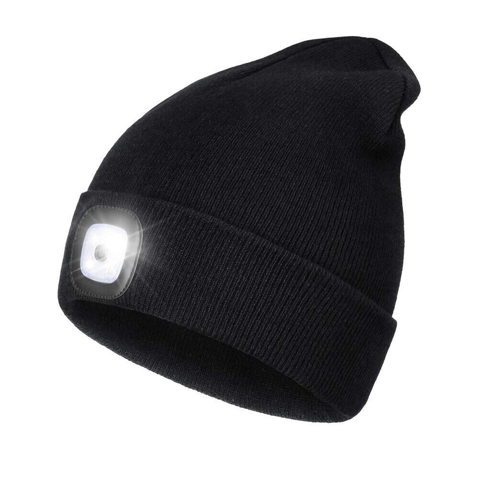 1-3Pc Unisex LED Beanie Hat Light Rechargeable Winter Warm Knitted ...