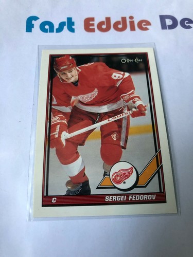 O-PEE-CHEE NHL HOCKEY 1991-92 SERGEI FEDOROV ROOKIE CARD 401 RED WINGS ...