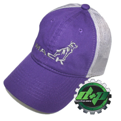 Mack Trucks Purple Bulldog embroidered Gray Mesh Adjustable Closure ...
