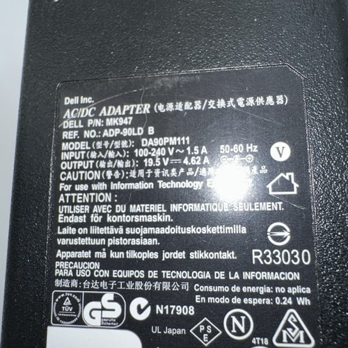 Genuine Dell AC Adapter MK947 Power Supply 19.5V 7.4mm Laptops Charger ...