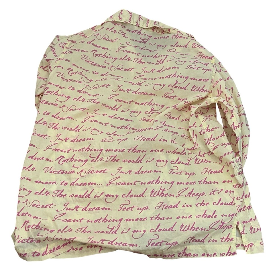 Victoria’s Secret Yellow & Pink Script Cursive Letter Pajama Button Top ...