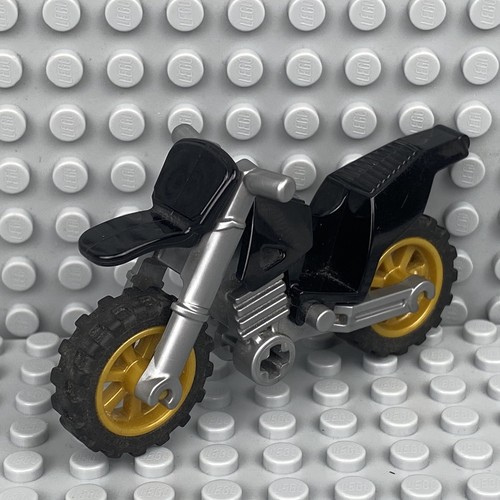 LEGO Dirt Bike Motorcycle Motocross Black Flat Silver Chassis City Town ...