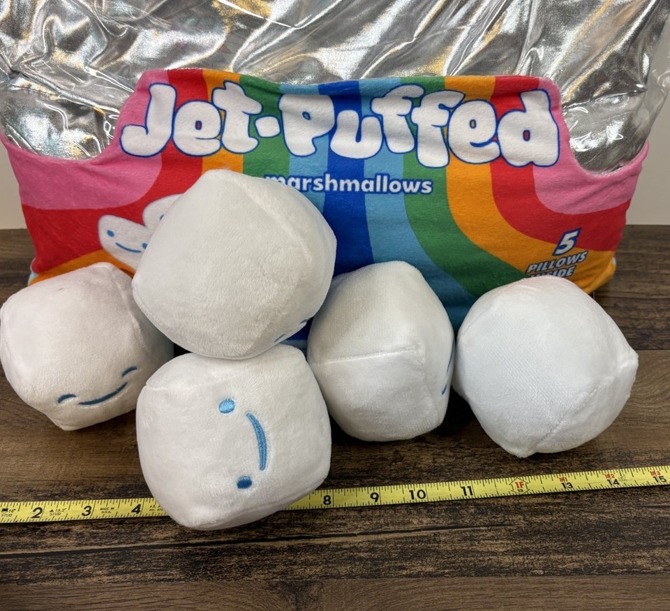 Jet Puffed Marshmallows 17” Pillow Plush With Mini Face Mallows ...