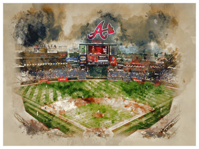 Atlanta Braves Poster Watercolor Art Print Man Cave Decor 12x16" | eBay