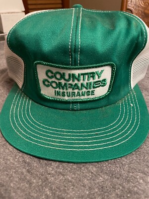 Vintage COUNTRY COMPANIES Insurance Green Mesh Trucker Hat Cap Snapback ...