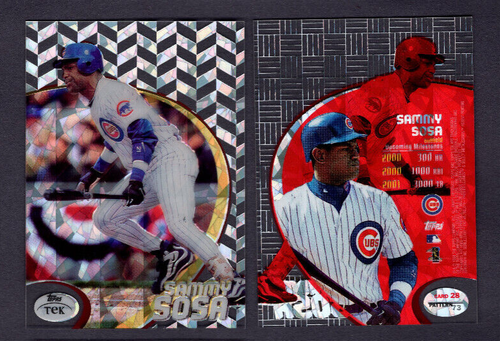 1998 TOPPS TEK DIFFRACTOR PARALLEL #28 SAMMY SOSA CUBS PATTERN #56 SP ...