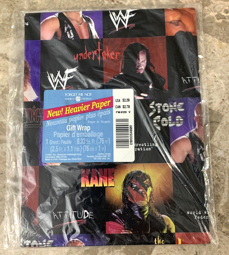 WWF WWE Wrestling Gift Wrap Wrapping Paper The Rock Stone Cold Steve ...