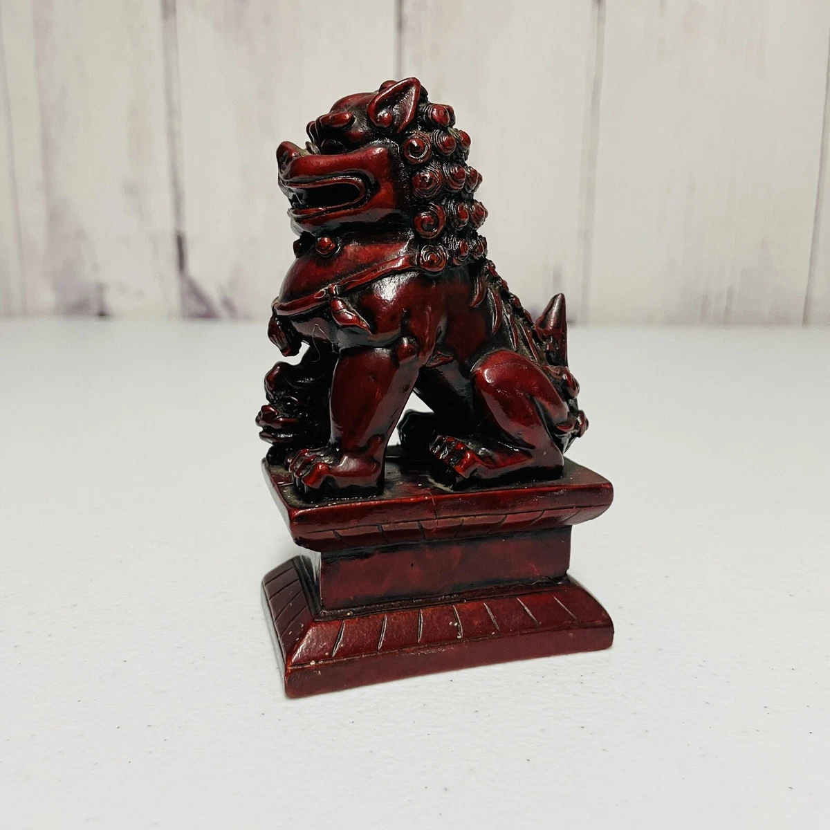 Chinese Lion Statue Red