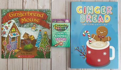 Gingerbread Mouse Story Book + Gingerbread Coloring Book + Crayola ...
