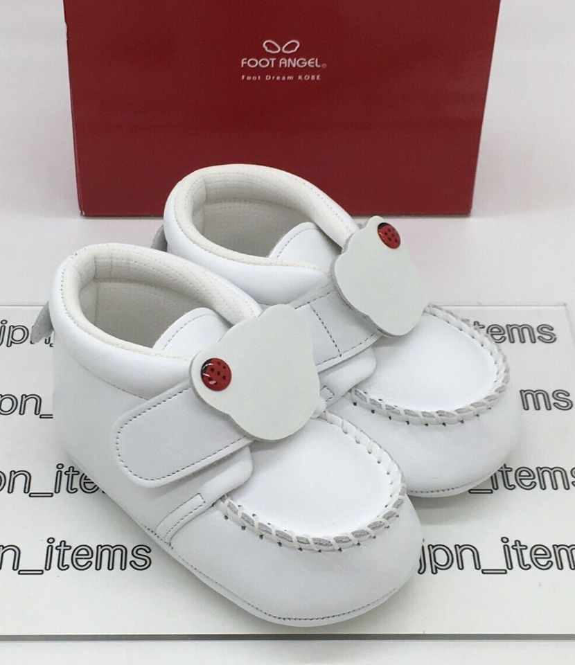 Baby First Step Shoes Foot Angel White Leather Cowhide Handmade Japan ...