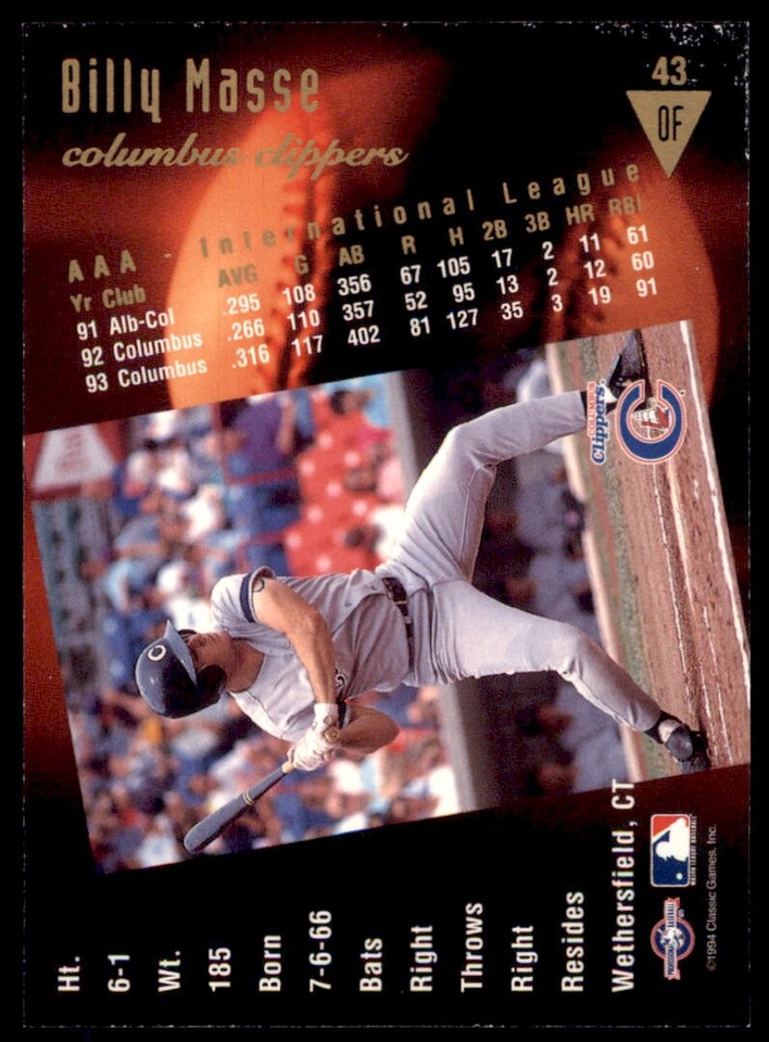 1994 Classic Best Gold Billy Masse Columbus Clippers #43 1101 | eBay
