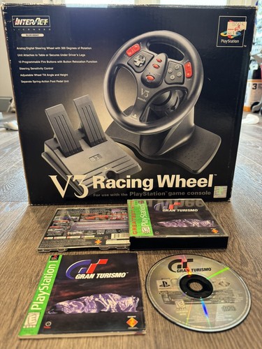 InterAct PlayStation PS1 PS2 V3 RACING Game Steering Wheel Gas Brake ...