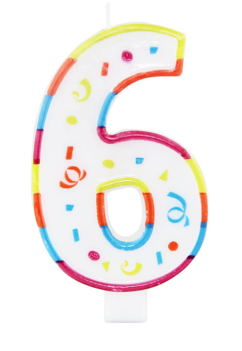 MULTICOLOURED NUMBER 6 XL CANDLE 6TH BIRTHDAY PARTY COLOURFUL | eBay UK