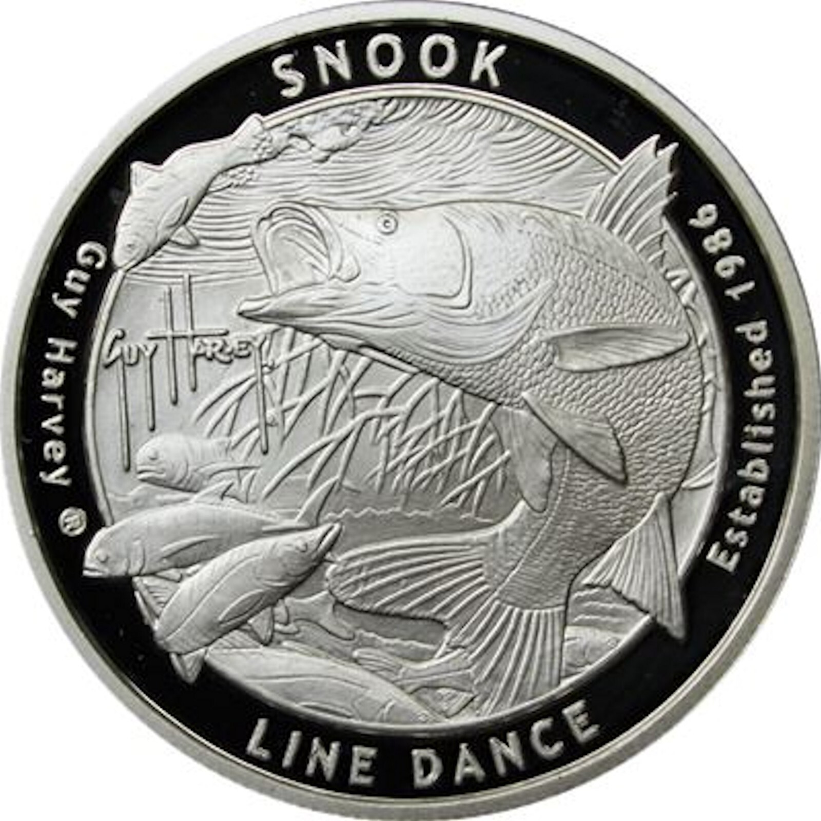 2018 Guy Harvey SNOOK LINE DANCE 1 oz .999 Fine Silver Art Bar Round ...