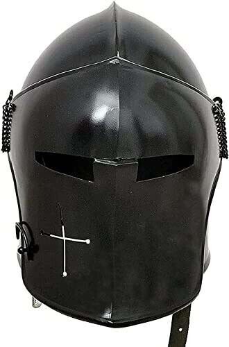 Medieval Antique Armour Helmet Black Metal Barbuta Knight Templar ...