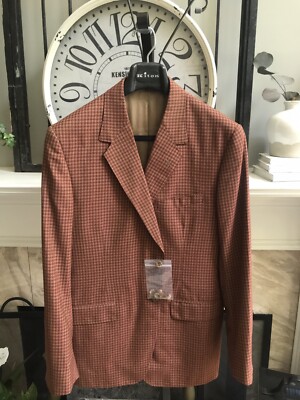 NEW DOMENICO SPANO Bespoke men's sport jacket coat two tone rust check ...