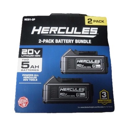 *NEW* Hercules 20V 5 Ah Lithium-Ion Battery Bundle, 2-Pack, NEW In Box ...