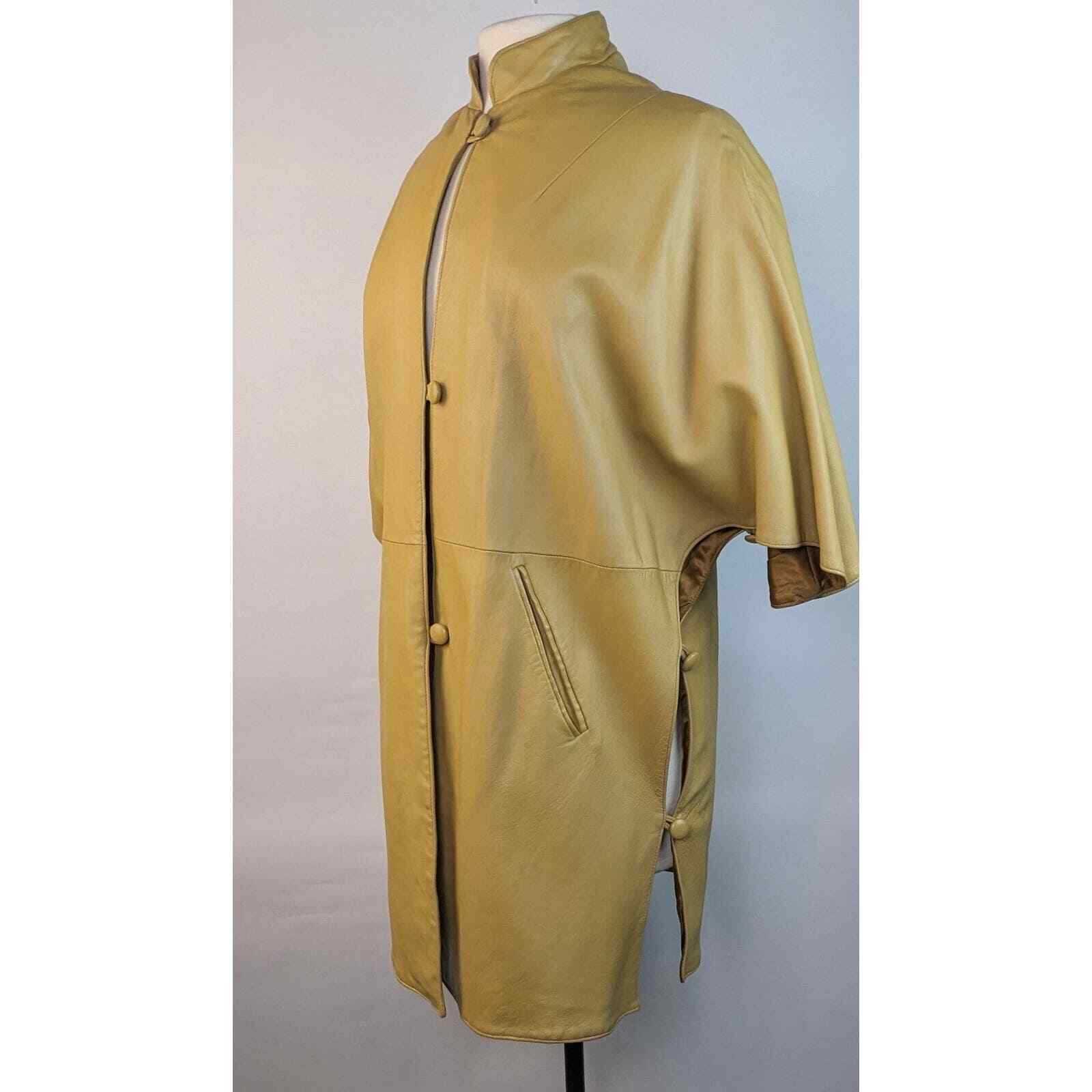 1970s vintage tan leather cape coat classic camel lea… - Gem