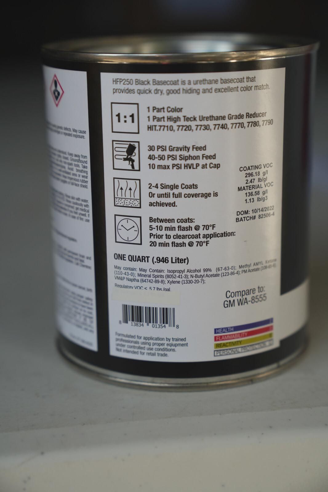 HIGH TECK HFP 250 GM 8555 EBONY BLACK BASECOAT AUTO PAINT QUART SIZE ...