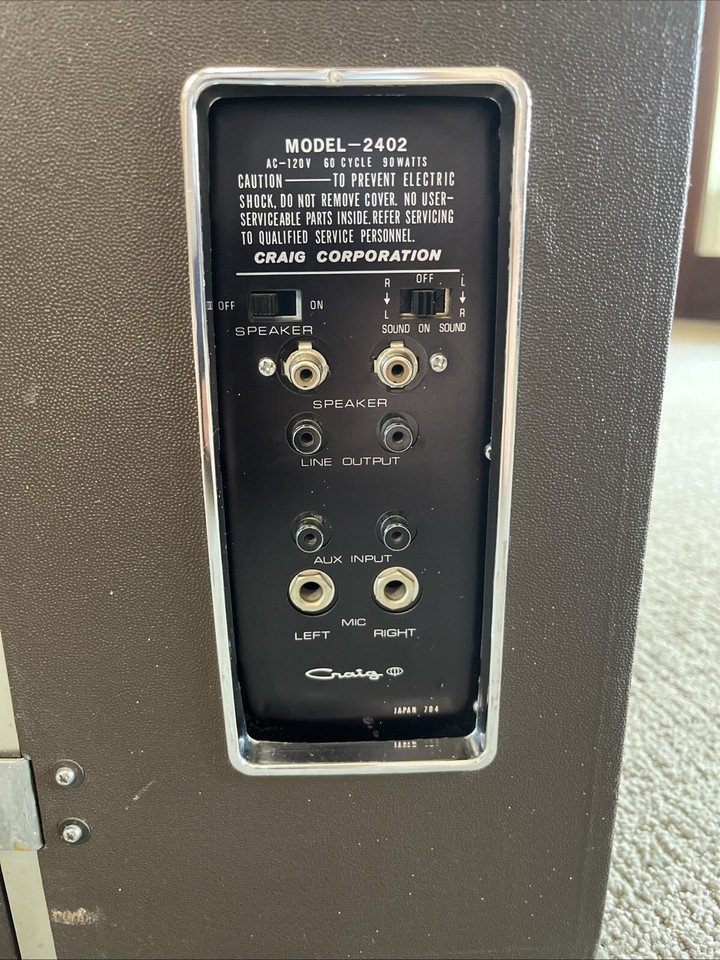 Craig Model 2402 Reel Tape Recorder Player Turns On Spins/ Complete w ...