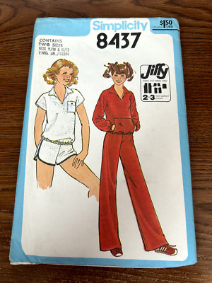 Vintage 70s Simplicity 8437 Teen Athletic Top Pants Shorts Sewing ...