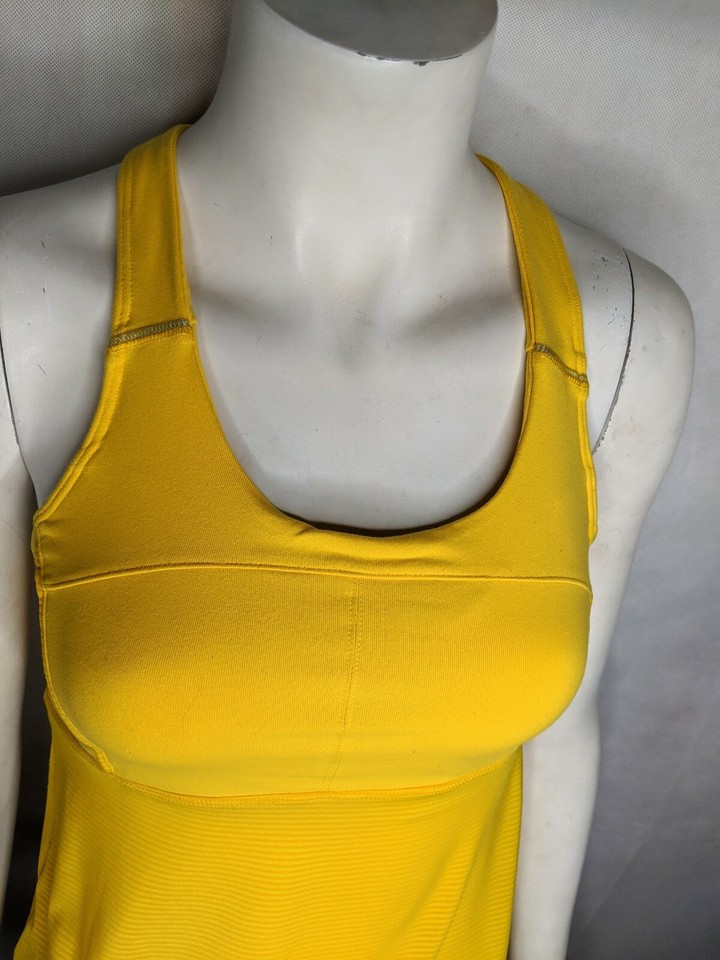Athleta Top XS Exercise Workout Yellow Yoga Running Jogging Striped ...