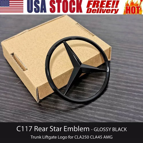 Emblem For Mercedes CLA Class Star Glossy Black Rear Boot Badge W117 ...