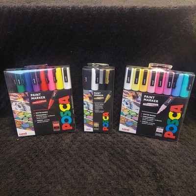 🟢 Uni Posca Paint Markers Pen bundle with Standard, Pastel & Mono ...