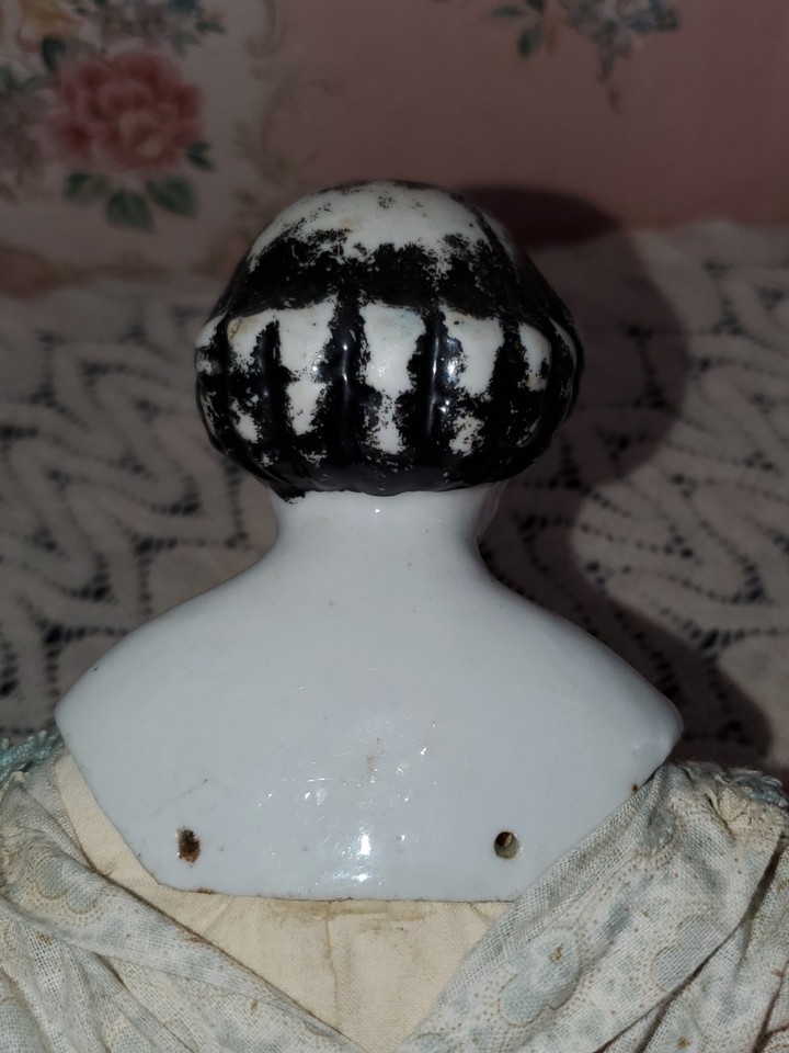 14" Civil War Era 1860s German China Head Doll Crack On Seam, Replaced ...