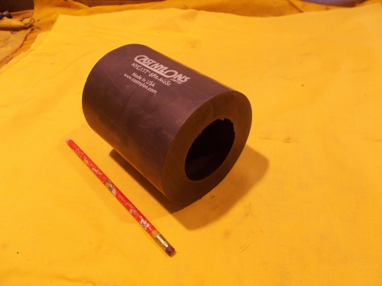 NYLON TUBE NYCAST 6PA MoS2 plastic round bushing stock 4" OD x 2 1/2 ...