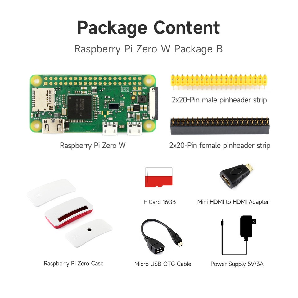 Raspberry Pi Zero W Kit with Waveshare Accessory, Built-in WiFi and ...