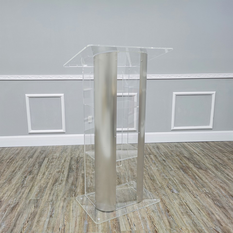 Returned Item Clear Acrylic Plexiglass Podium Curved Sides Pulpit ...