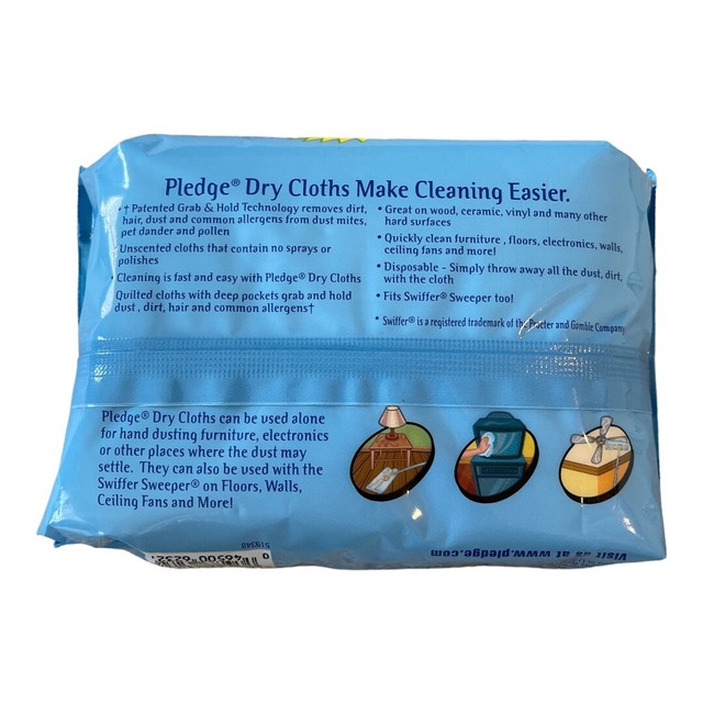 Pledge Grab It 20 Dry Disposable Cloths Unscented 442855 Dusting for ...