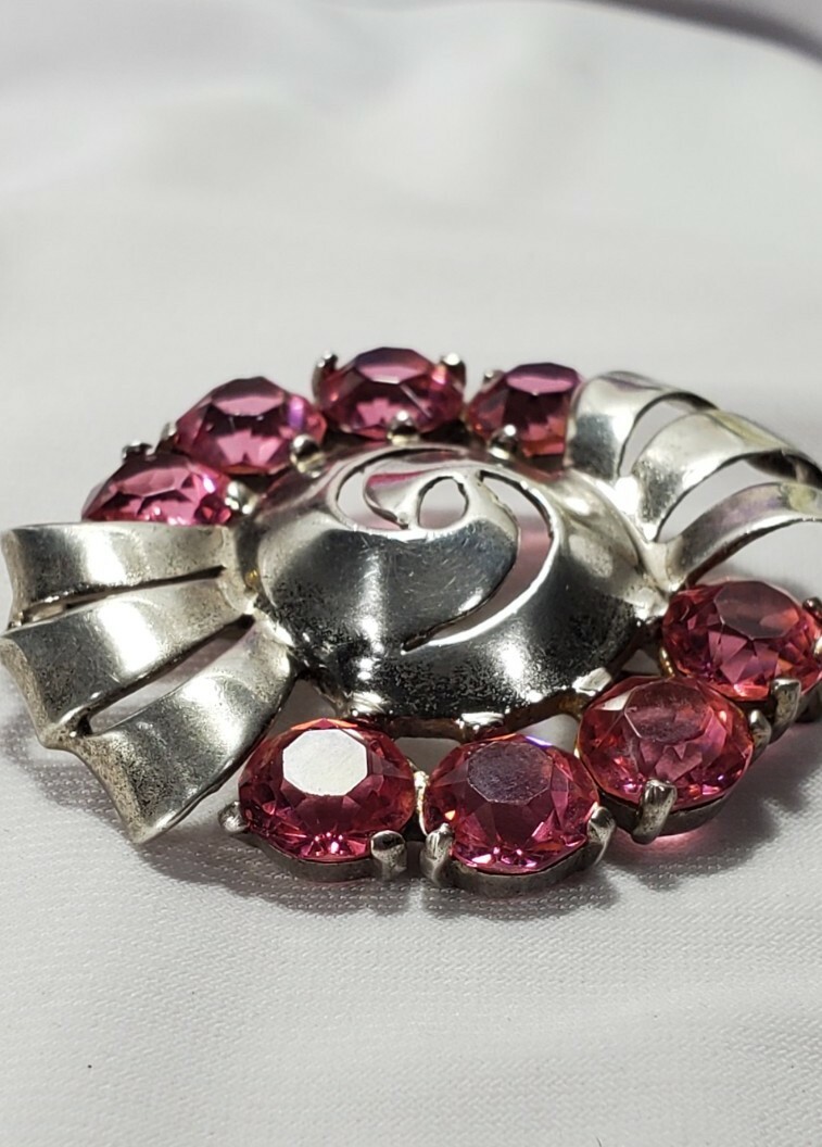 Vintage Silver Marcel Boucher Phrygian Cap Pink Rhine… - Gem